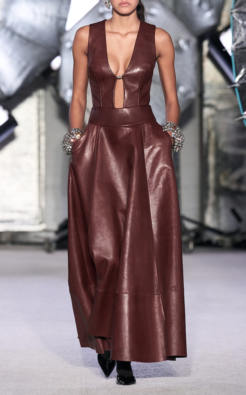 Leather Dress Women,handmade Genuine Leather Dress, Customize Dress ...