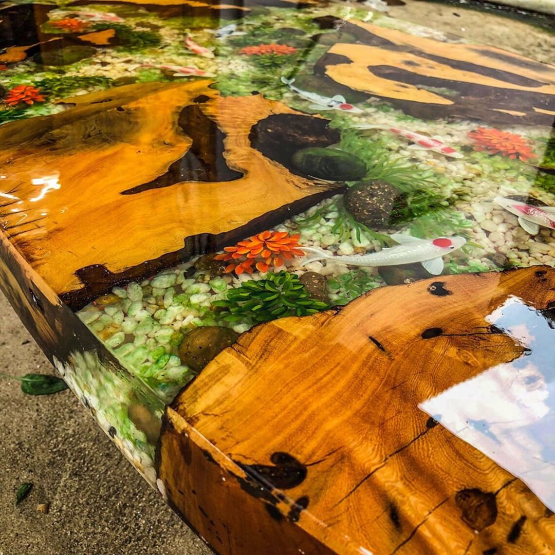 Resin table with fish shape | Etsy