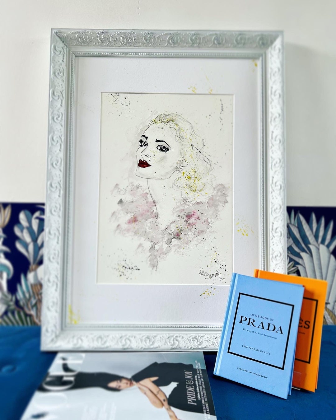 Grace Kelly Original Framed Signed Painting the Princess of Monaco ...
