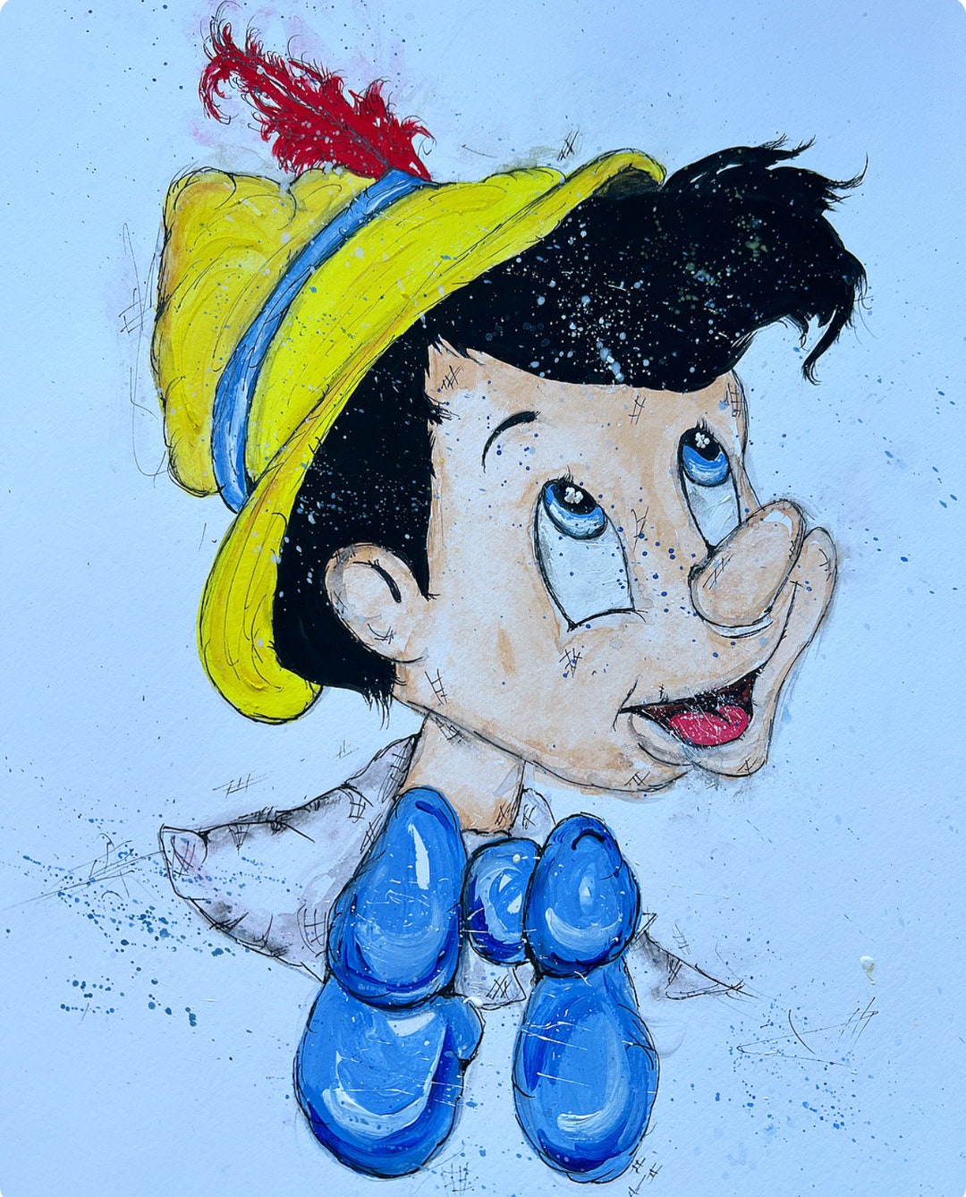 Pinocchio Original Framed Water Colour Painting Disney Art Disney ...