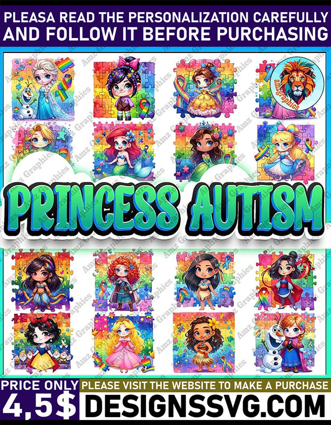 15 Autism Princess Png Bundle, Autism Awareness Png, Awareness Png, Be ...