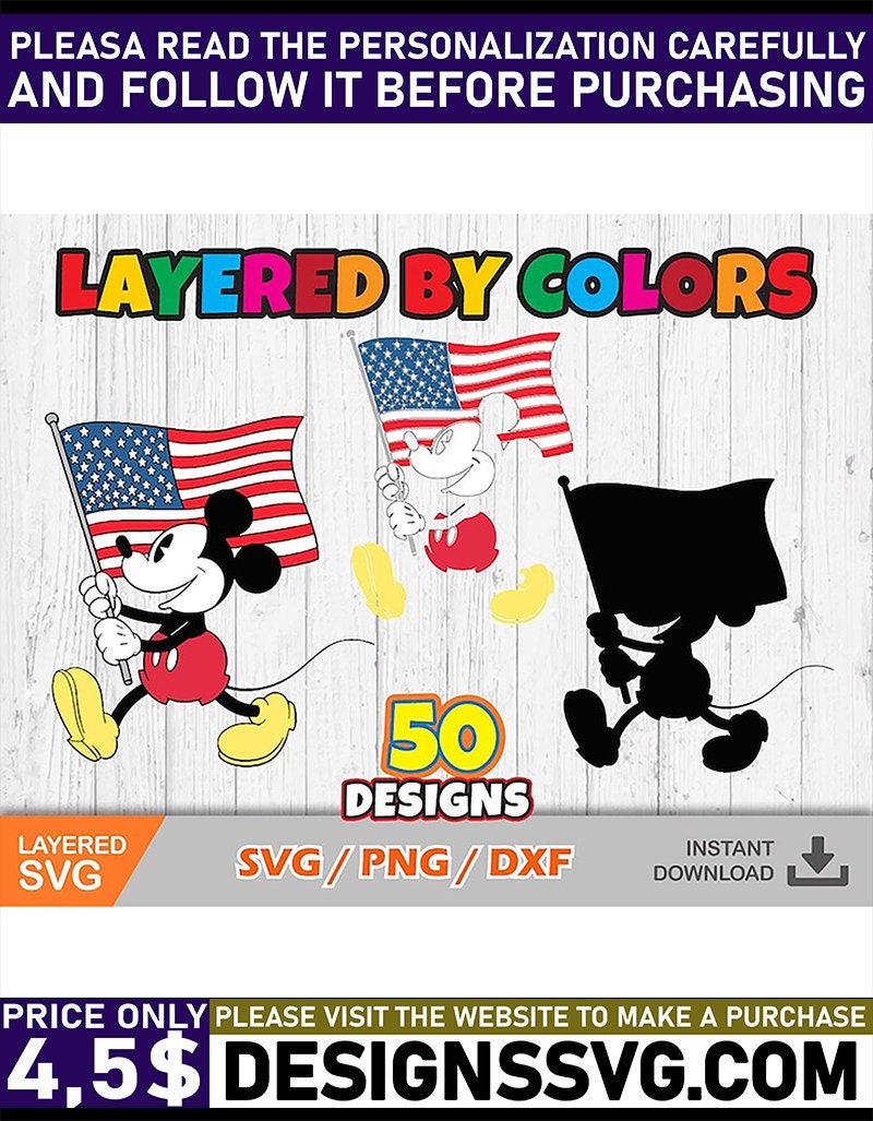 Mickey and Friends 4th of July Clipart Bundle, Happy Fourth of July Svg ...