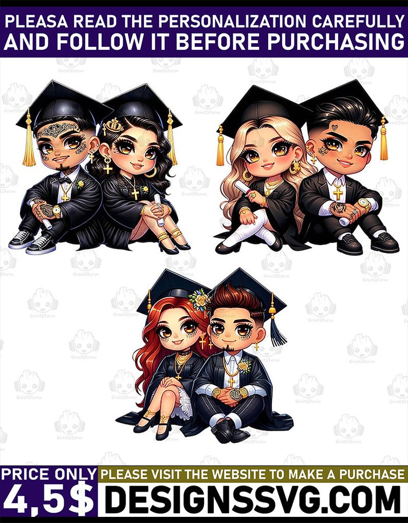 Para Mi Familia Chicano Png Bundle, Graduation Chibi Style Png ...