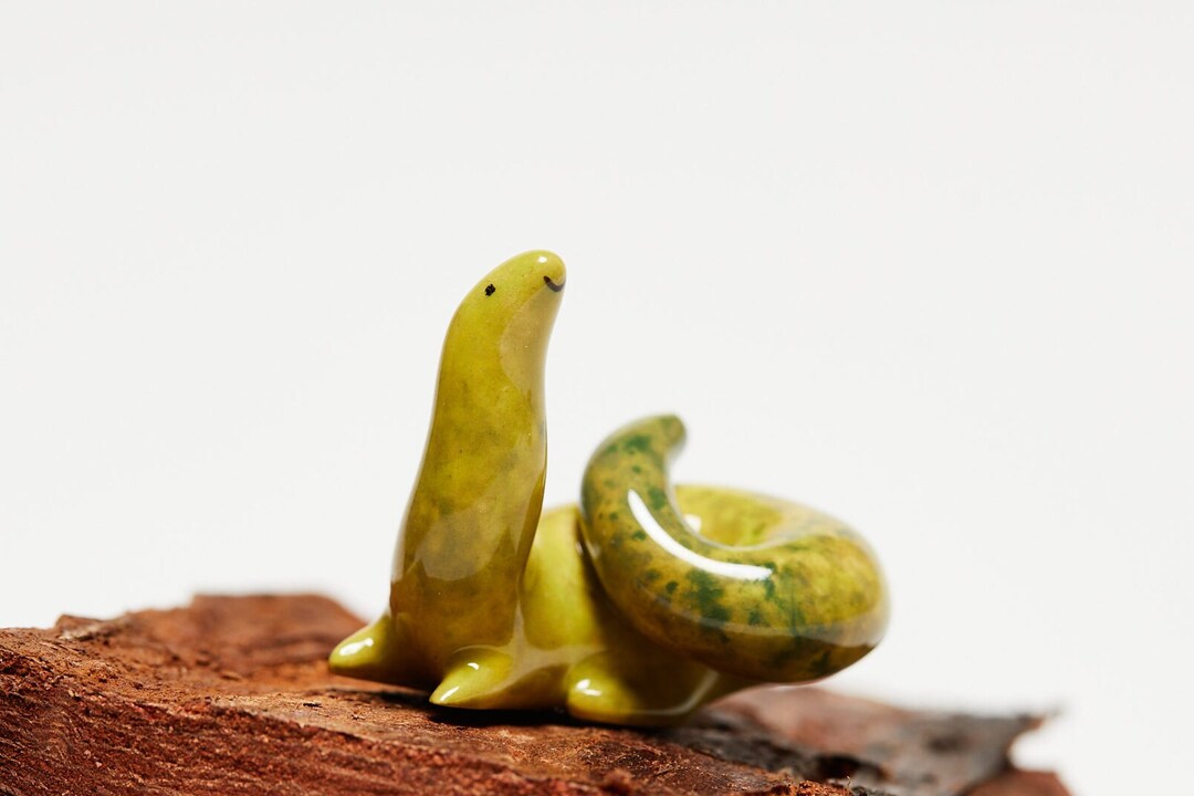 Little Green Diplodocus Dinosaur, Cute Green Ceramic Clay Dinosaur ...