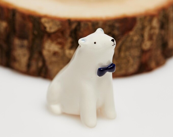 Ceramic Polar Bear Figurine, Miniature Bear, White Bear Ceramic ...