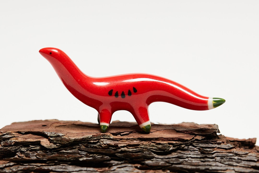 Little Diplodocus in a Watermelon Colors / Cute Red Ceramic - Etsy