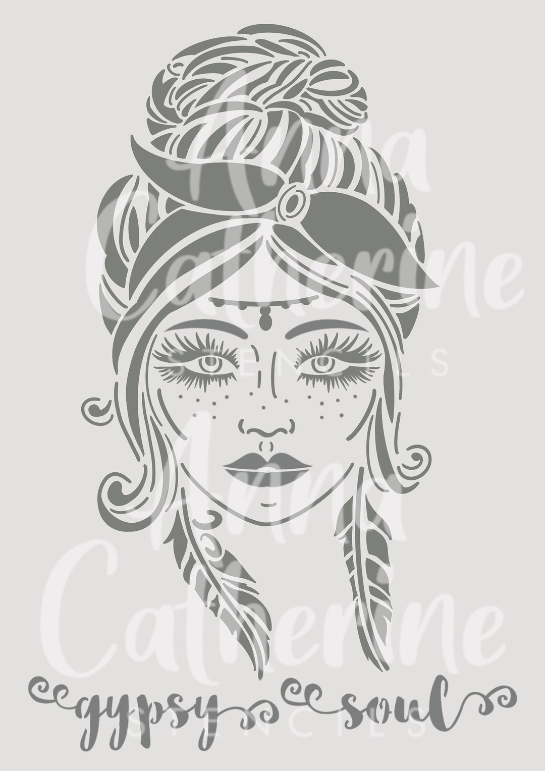 Gypsy Soul Girl Top Knot Hair Boho Stencil 190 Micron Mylar - Etsy