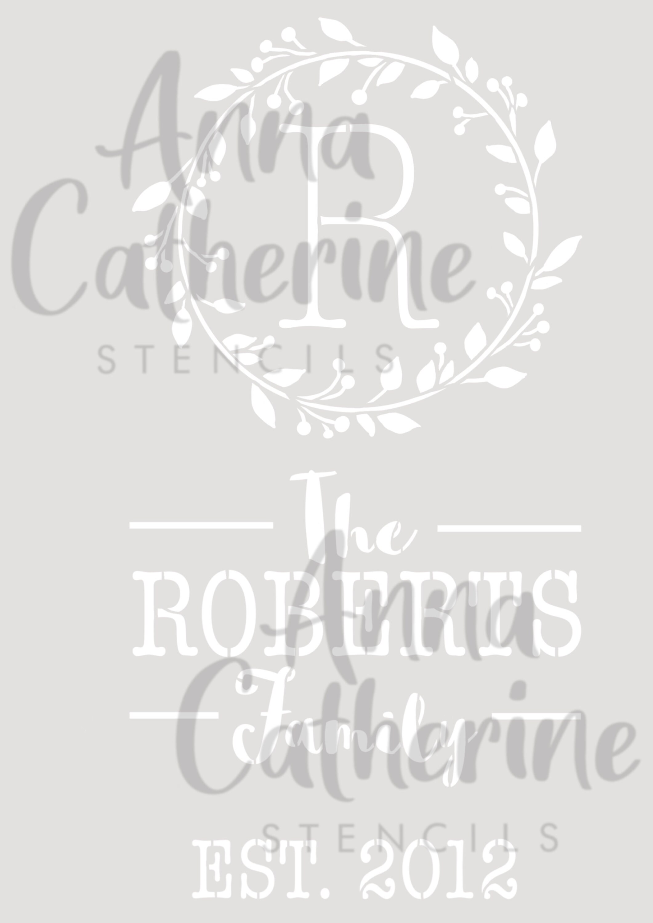 Personalised Stencil Family Name Crest Established Floral 190 | Etsy