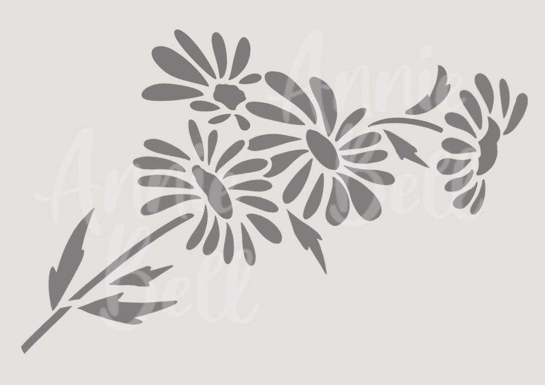 Ox-eye Daisy Sprig Stencil 190 Micron Mylar Furniture Wall Art by Annie ...