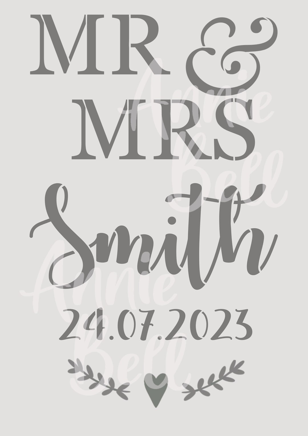 Personalised Mr & Mrs Names Date Wedding Stencil 190 Micron Mylar - Etsy