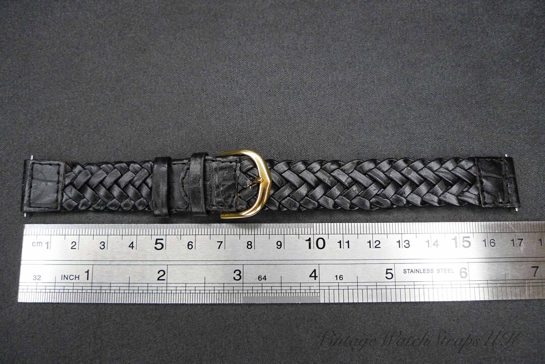 NOS Vintage Black 18mm Plaited Leather Watch Strap - Etsy