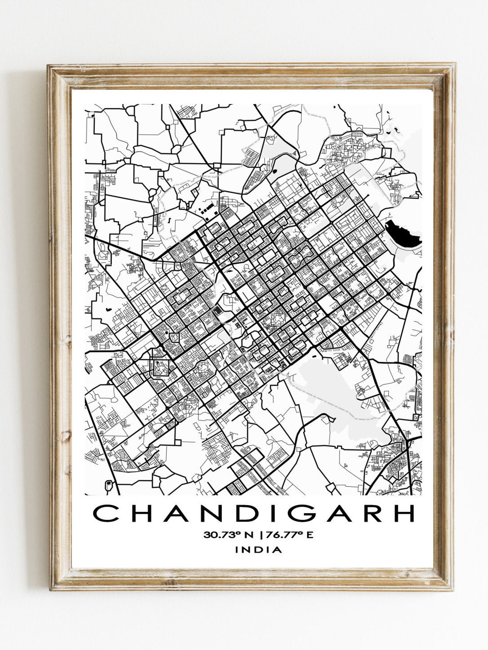 Monochromatic Chandigarh Map Poster (DIGITAL DOWNLOAD) - Etsy