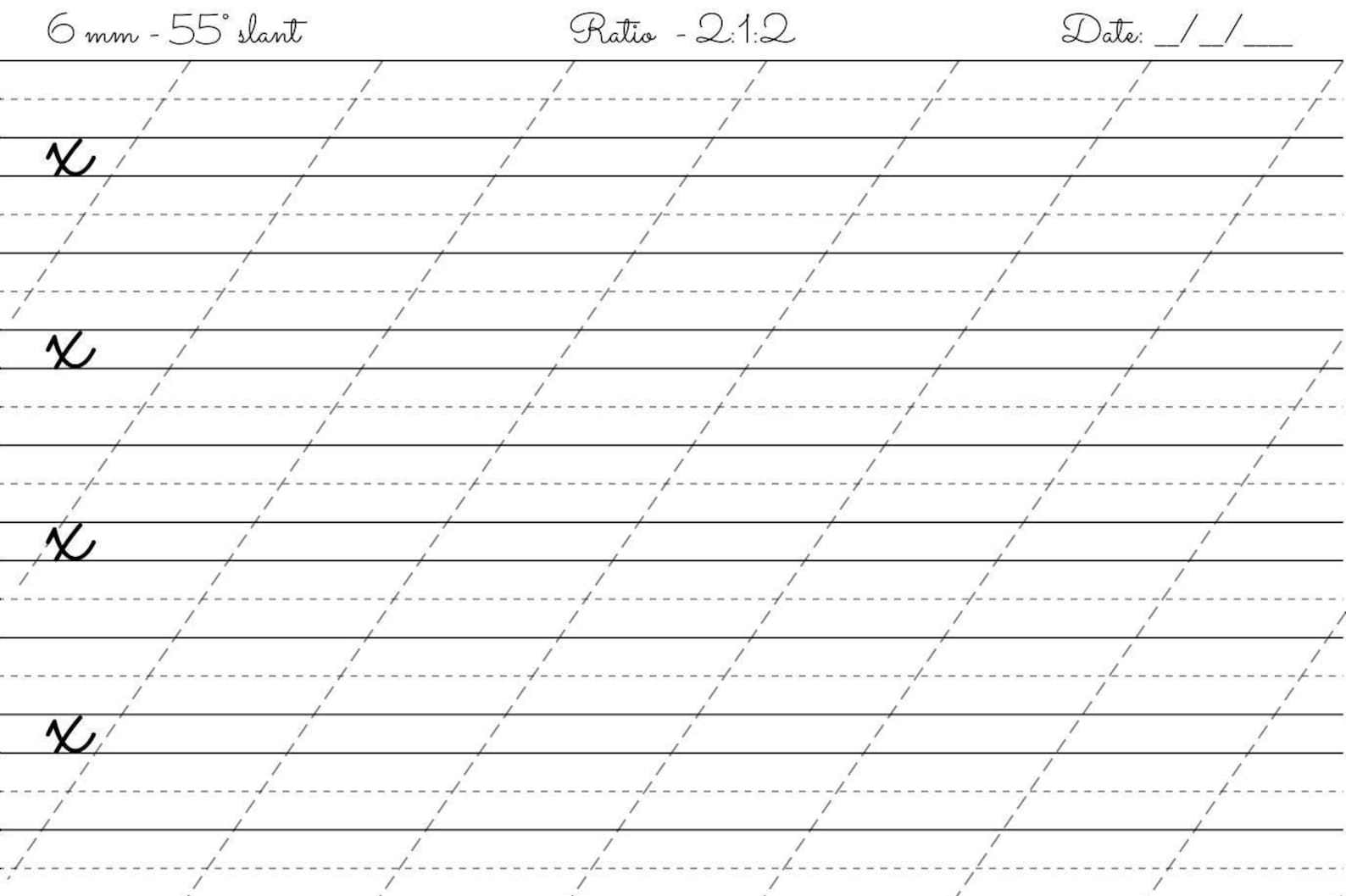 Blank Copperplate Calligraphy Guidelines Pack with 212 ratio | Etsy