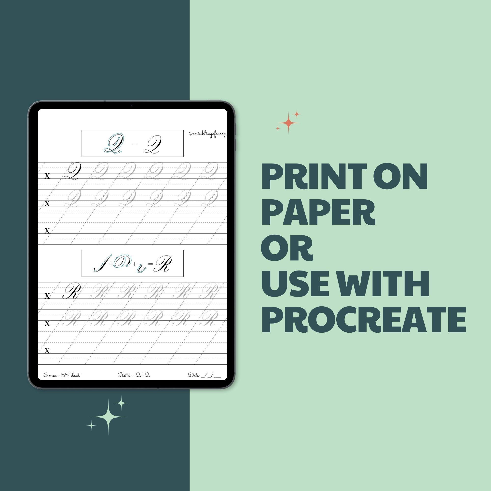 Copperplate Calligraphy Practice Sheets | Printable Workbook PDF ...