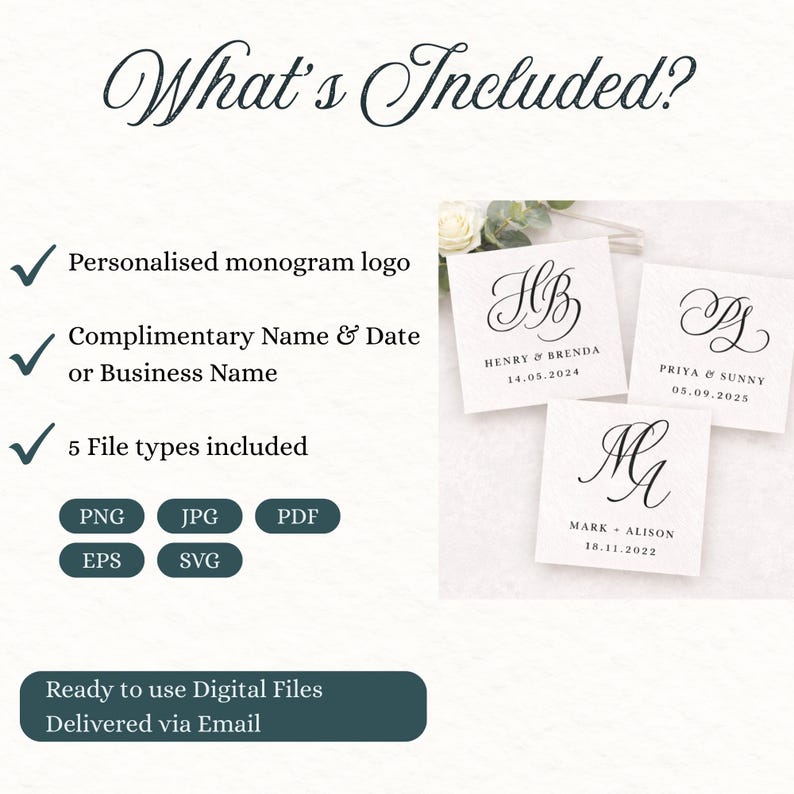 Custom Calligraphy Monogram Logo – Copperplate Wedding Initials ...
