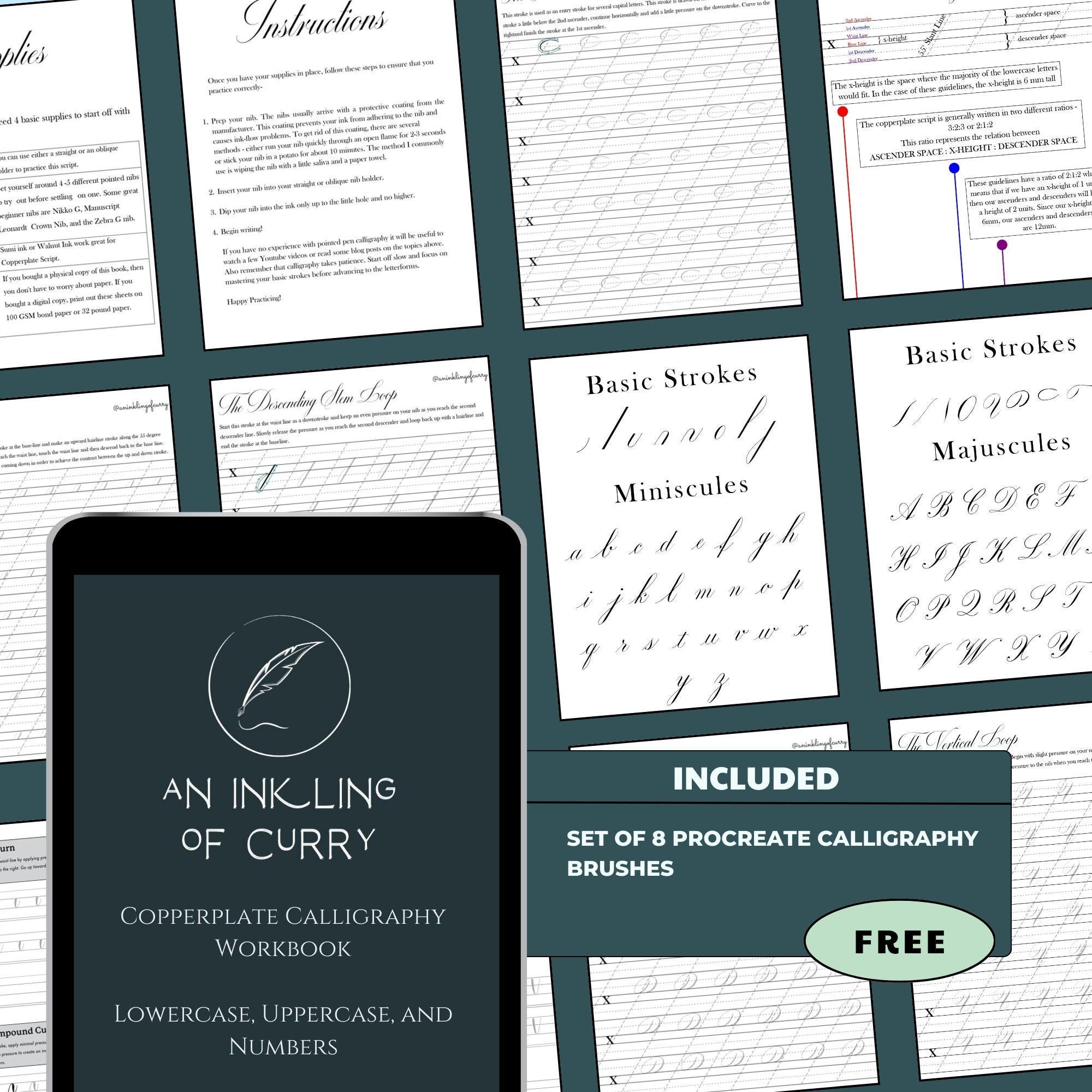 Copperplate Calligraphy Practice Sheets | Printable Workbook PDF ...