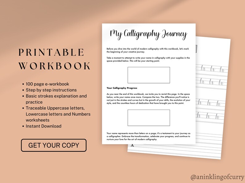 Digital Modern Calligraphy Workbook for Beginners | Calligraphy ...