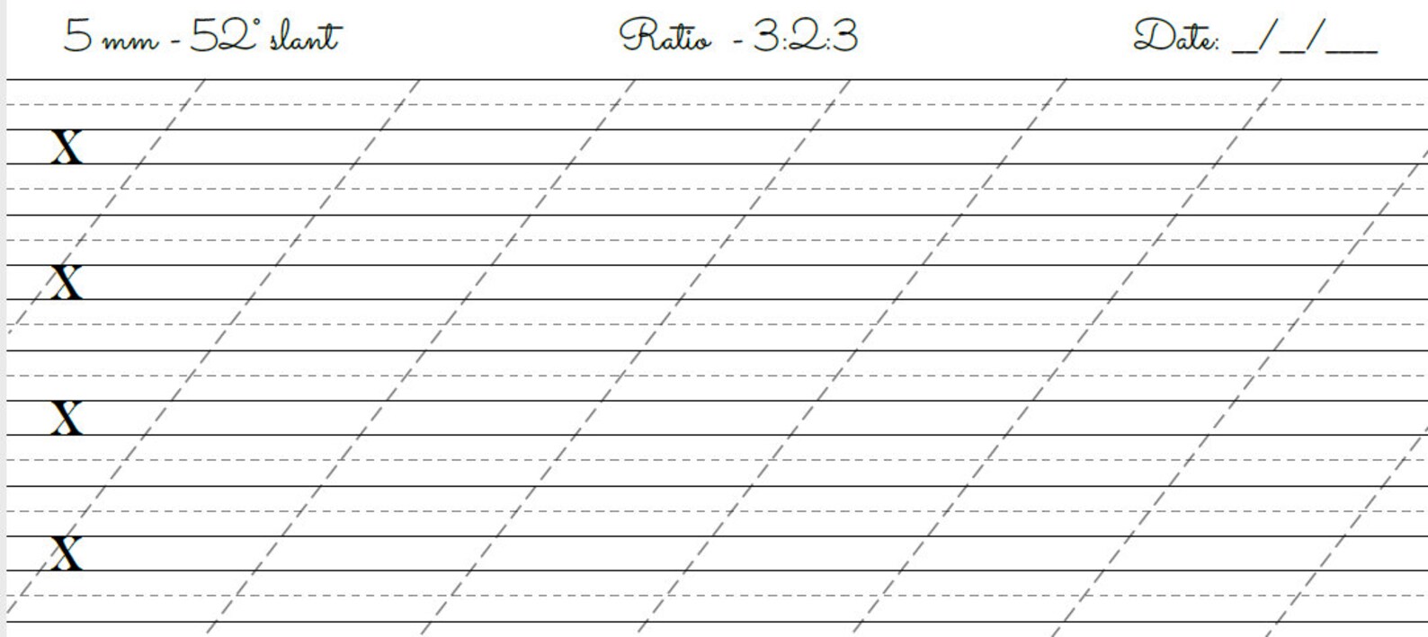 Blank Spencerian Calligraphy Guidelines Pack With 323 Ratio - Etsy