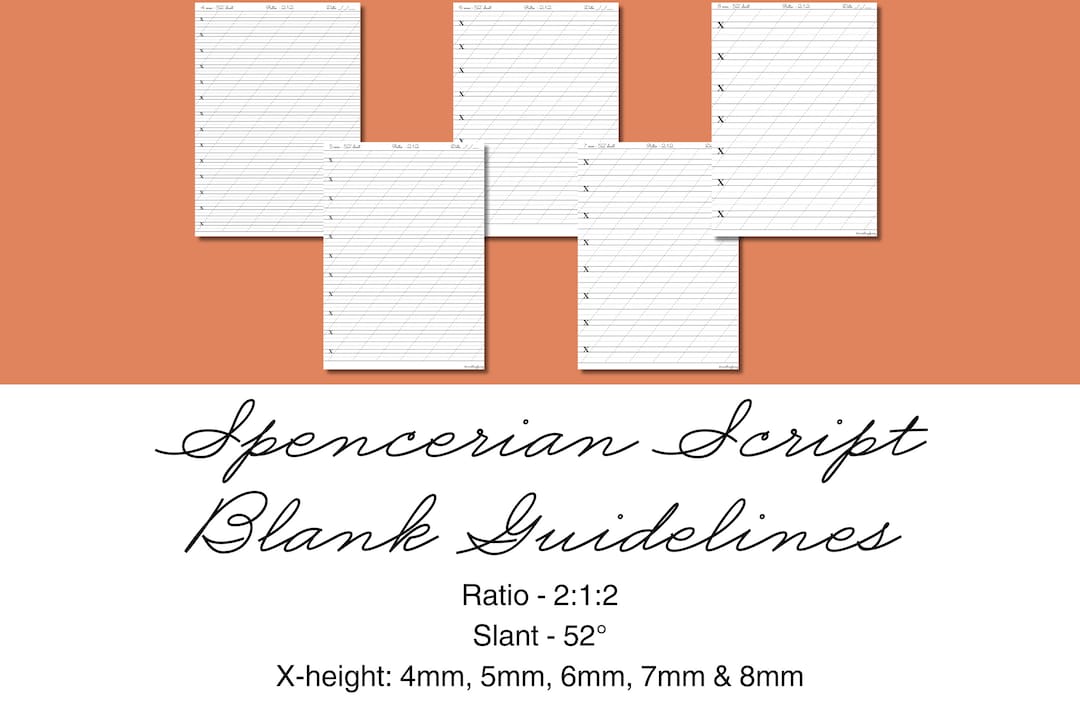 Spencerian Script Practice Sheets (blank)| Calligraphy Guidelines Pack ...