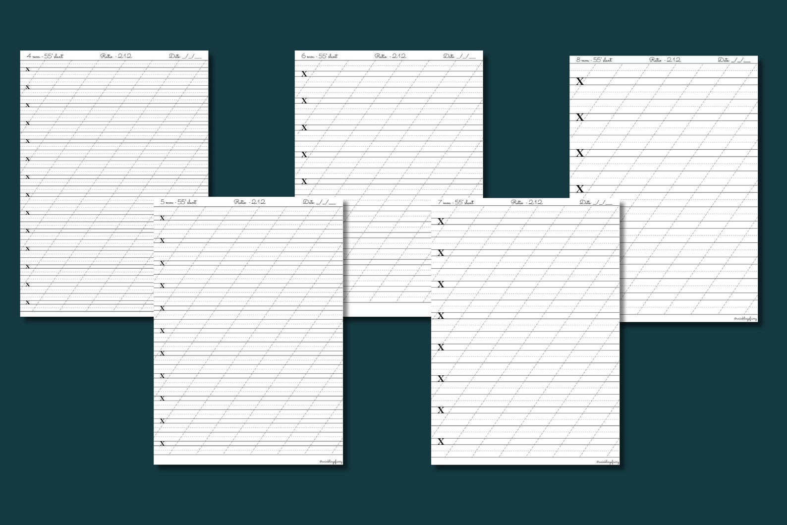 Buy Blank Copperplate Calligraphy Guidelines Pack With 212 Ratio 4mm 8 ...