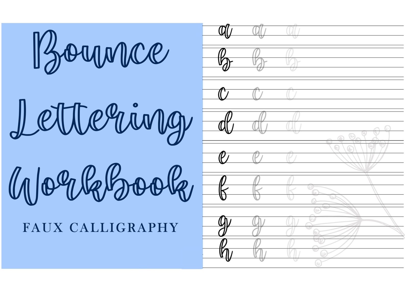 Printable & Traceable Faux Calligraphy Bounce Lettering | Etsy