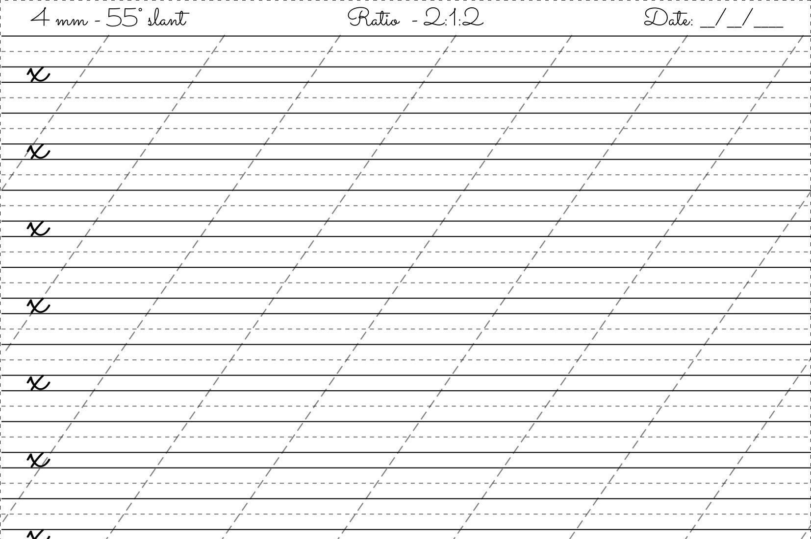 Blank Copperplate Calligraphy Guidelines Pack with 212 ratio | Etsy