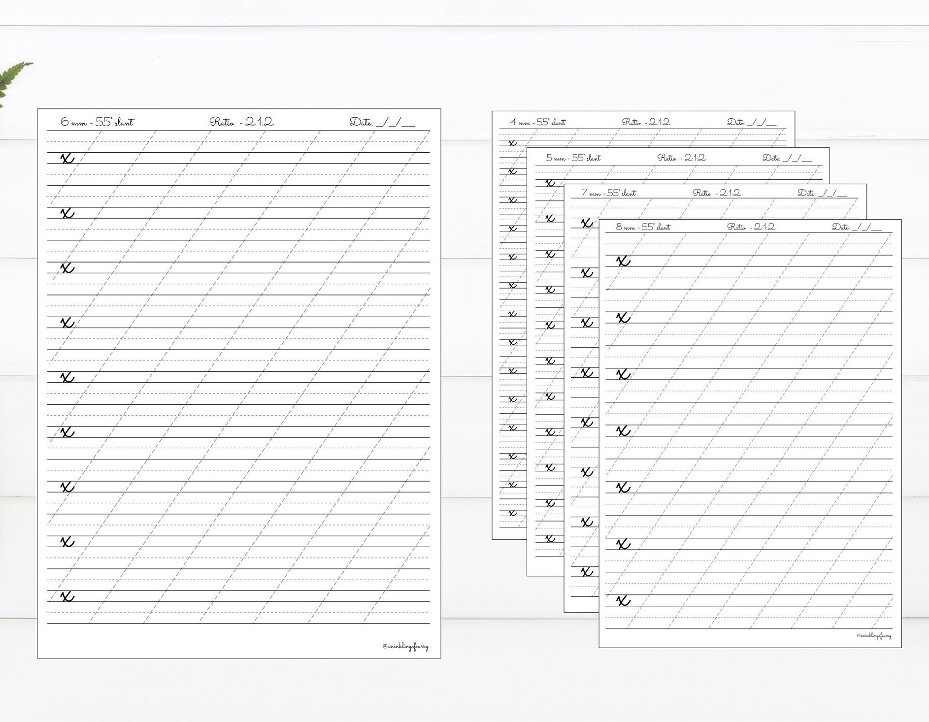 Blank Copperplate Calligraphy Guidelines Pack with 212 ratio | Etsy