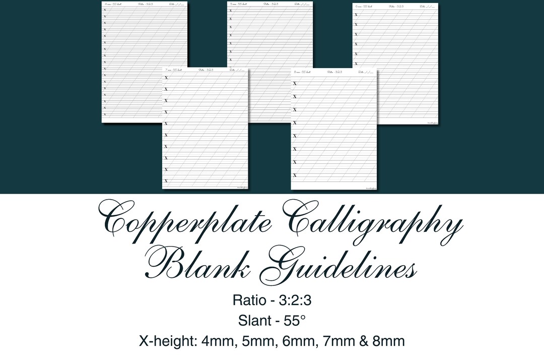 Blank Copperplate Calligraphy Guidelines With 323 Ratio (4mm - 8 Mm ...