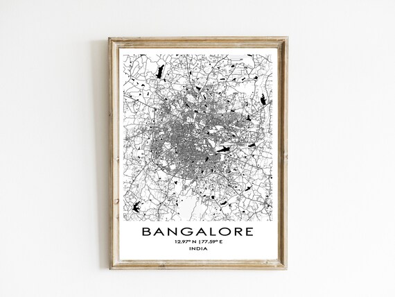 Digital Download Monochromatic India Karnataka Manipal Map Poster Home ...