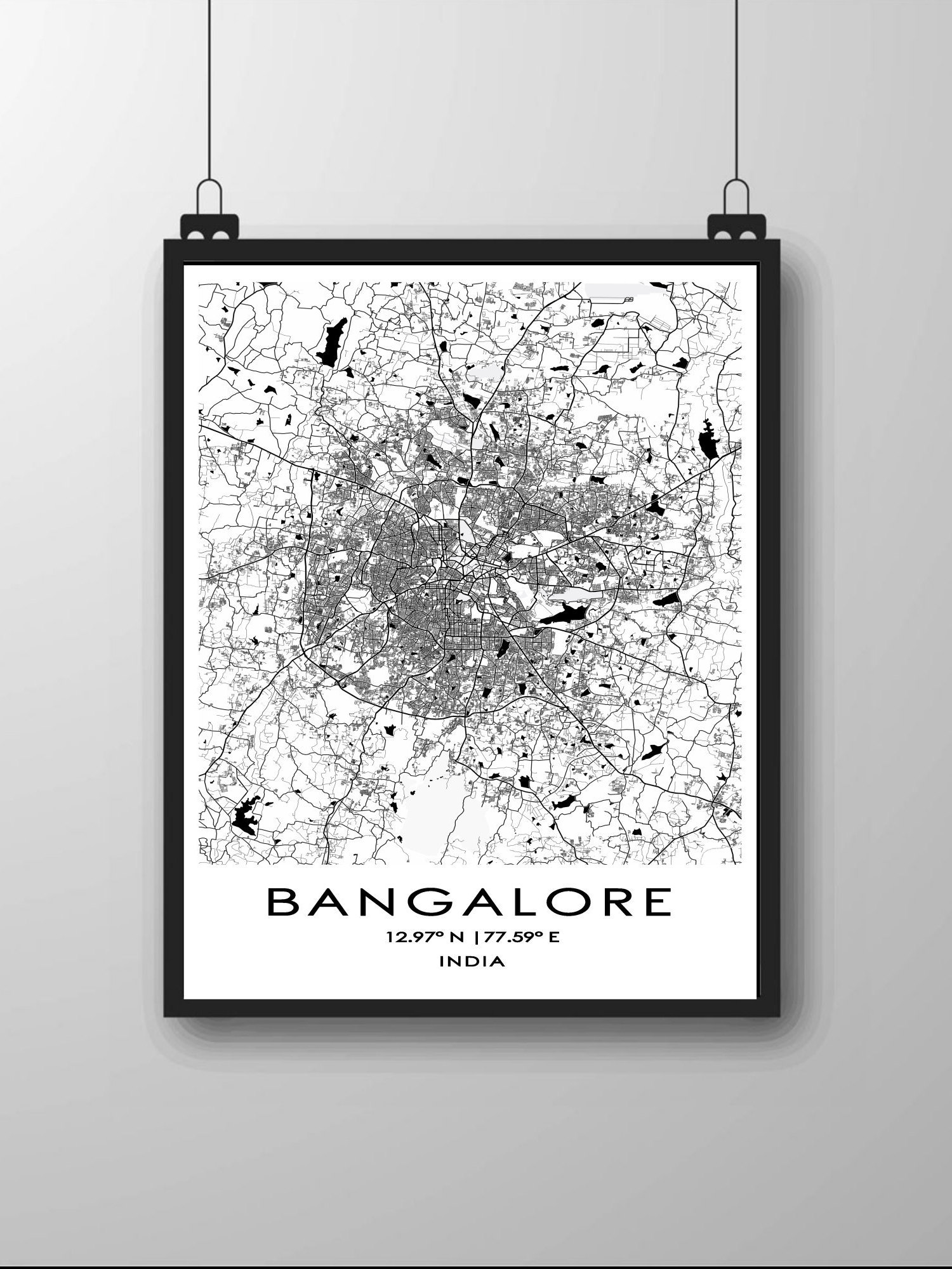 Digital Download Monochromatic India Karnataka Manipal Map Poster Home ...