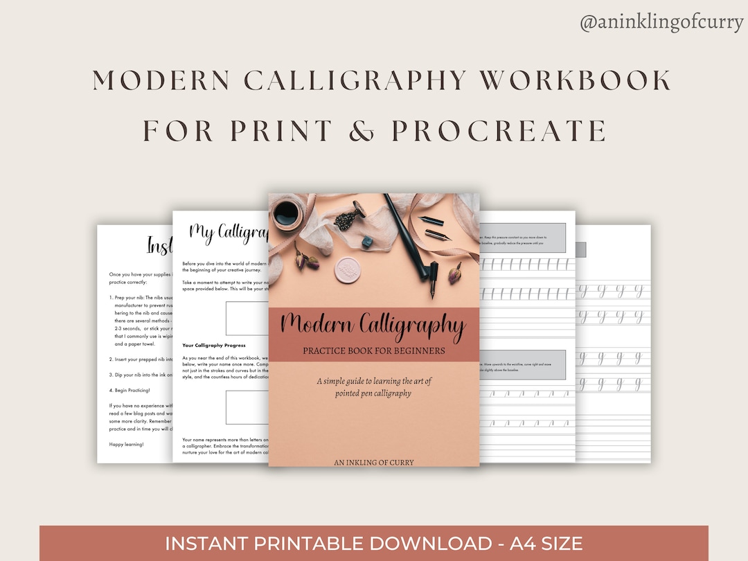 Digital Modern Calligraphy Workbook for Beginners | Calligraphy ...