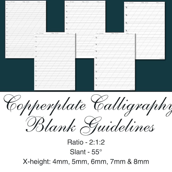 Buy Blank Copperplate Calligraphy Guidelines Pack With 212 Ratio 4mm 8 ...