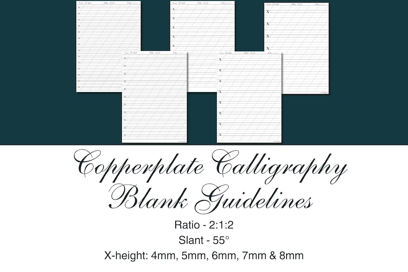 Buy Blank Copperplate Calligraphy Guidelines Pack With 212 Ratio 4mm 8 ...