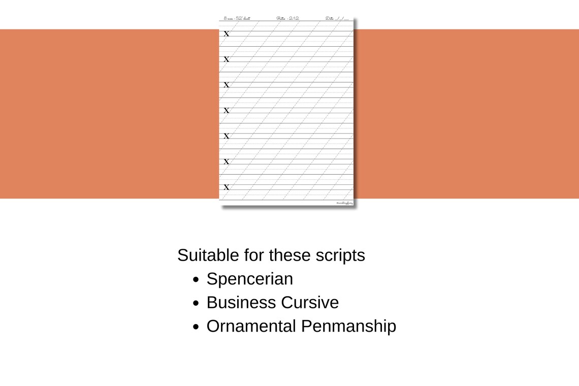 Spencerian Script Practice Sheets (blank)| Calligraphy Guidelines Pack ...
