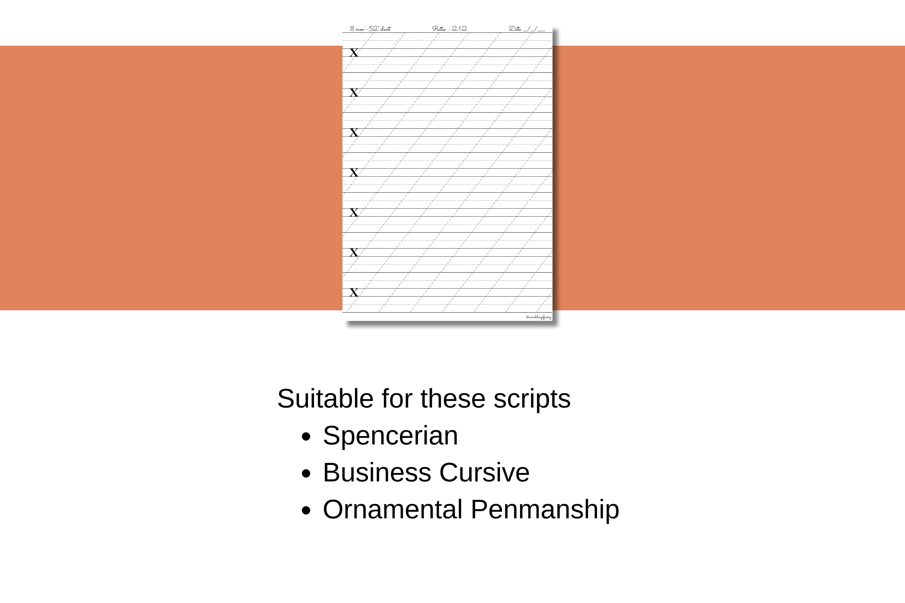 Spencerian Script Practice Sheets (blank)| Calligraphy Guidelines Pack ...