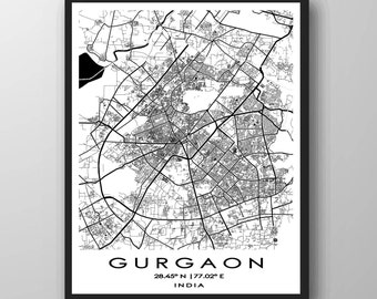 Gurgaon Poster Map - Etsy