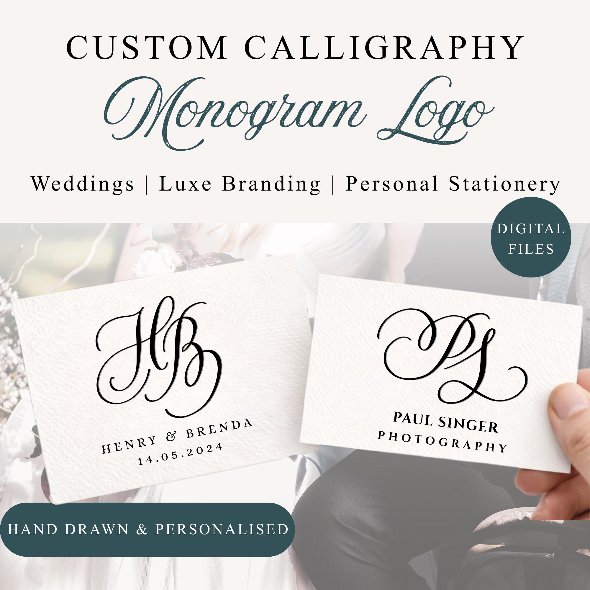 Custom Calligraphy Monogram Logo – Copperplate Wedding Initials ...