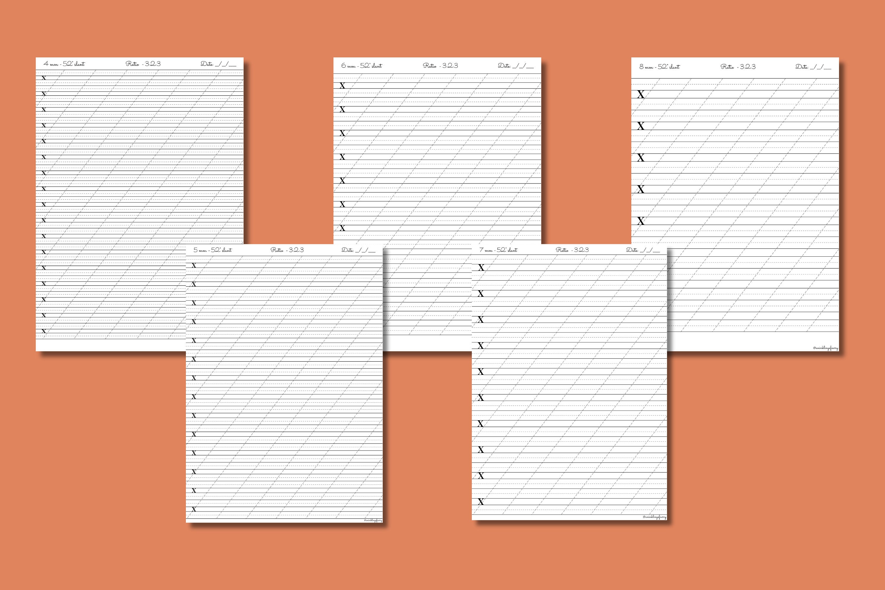 Blank Spencerian Calligraphy Guidelines Pack With 323 Ratio (4mm - 8 Mm ...