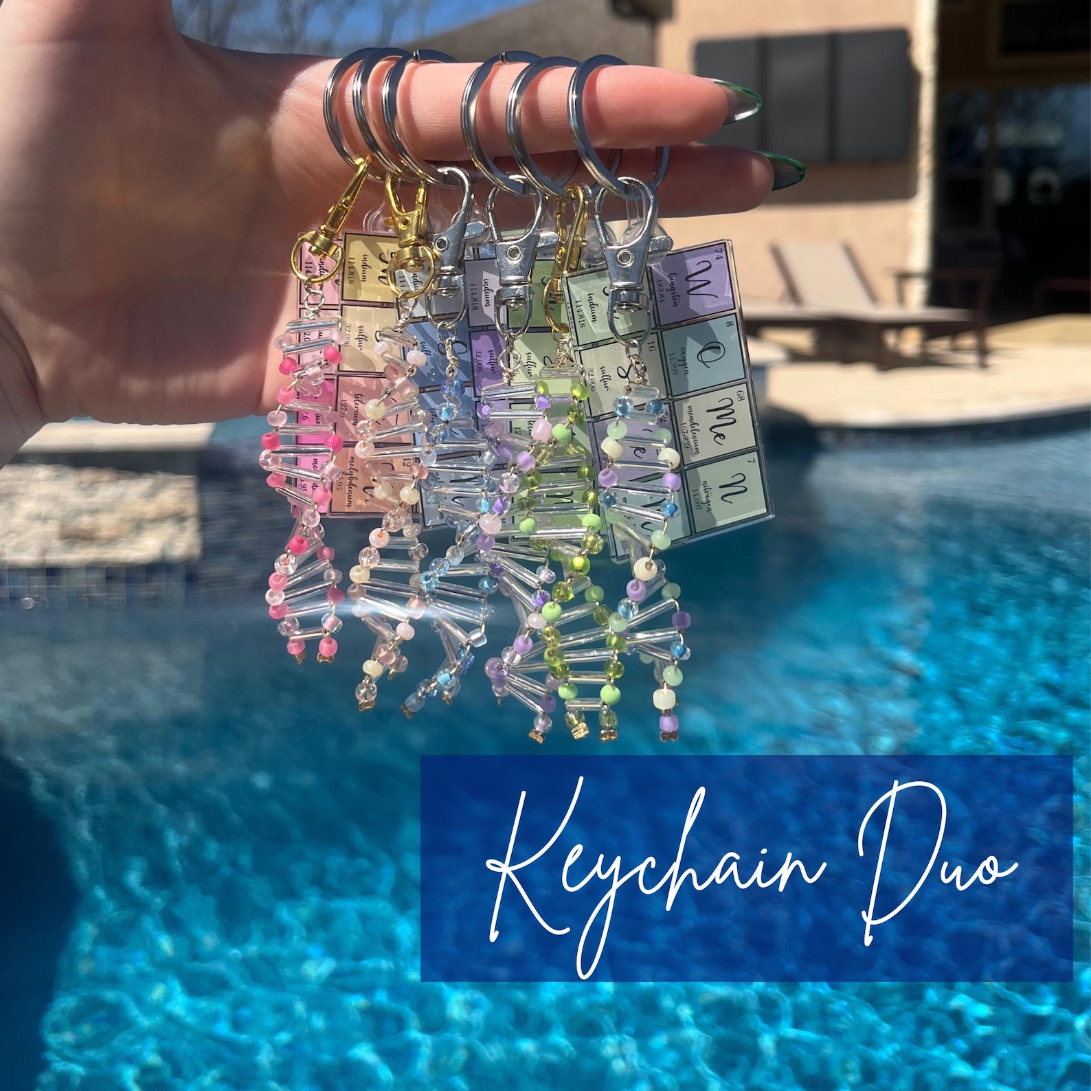 Beaded DNA Helix and Women in STEM Keychain Duo - Etsy