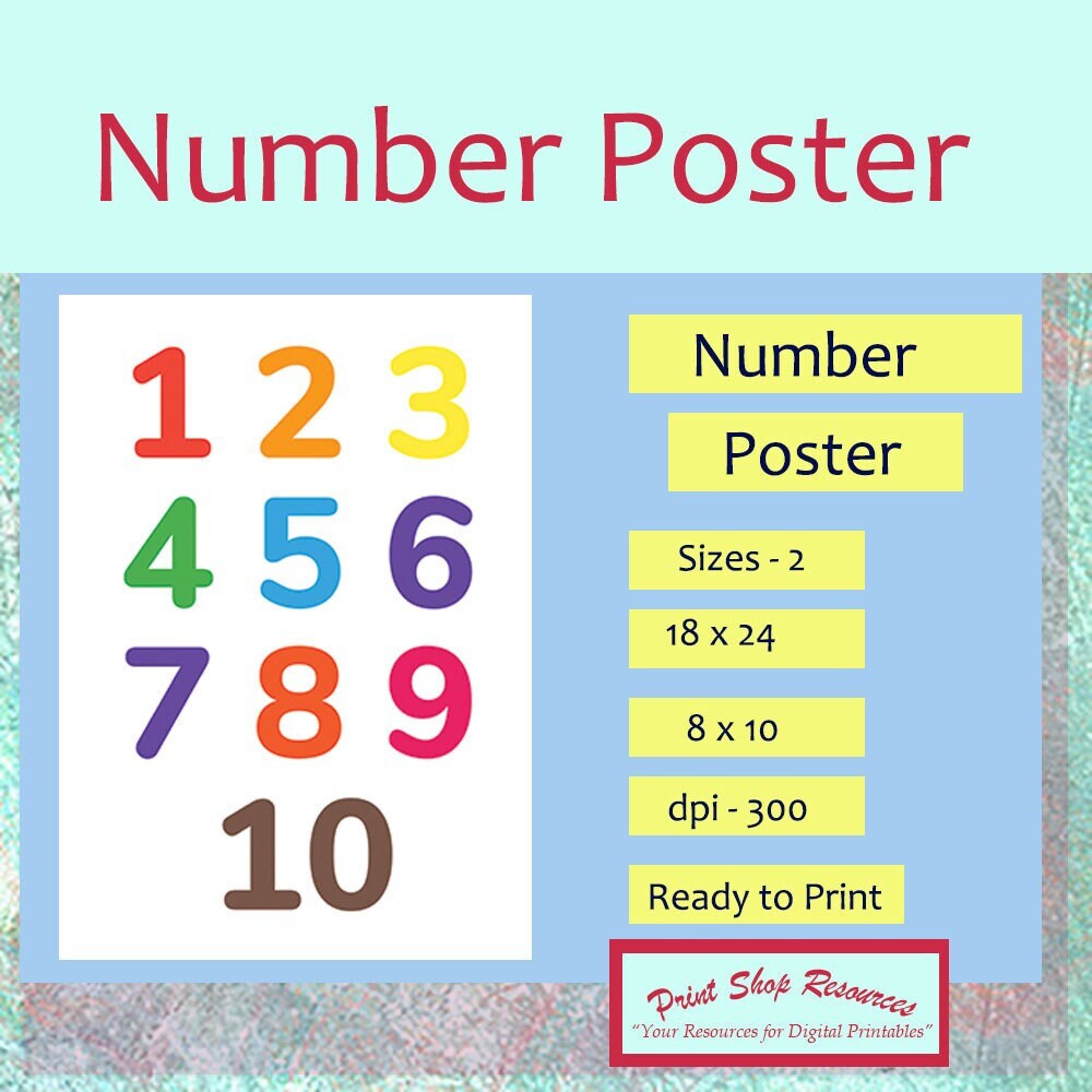 Number Poster, Home School, Pre-k, Kids Learning, Wall Hanging, Nursery ...