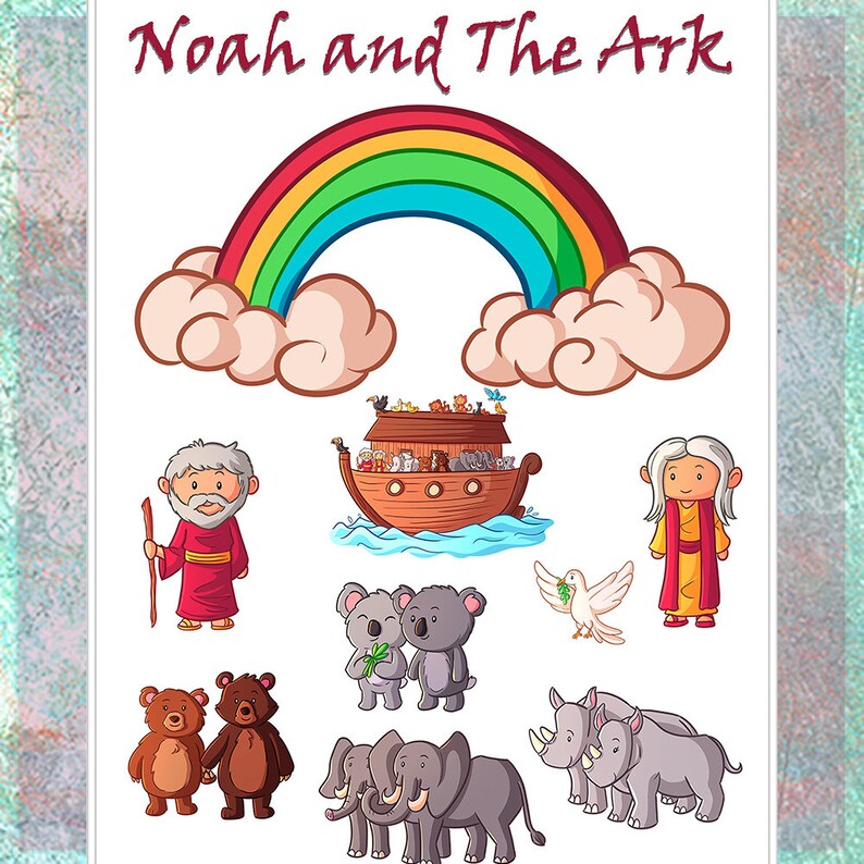 Noah and the Ark Poster, Noah and the Ark, Childrens Posters, Nursery ...