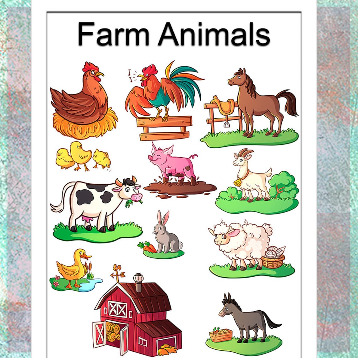 Shapes and Farm Animals Poster, Shapes Poster, Farm Animals Poster ...