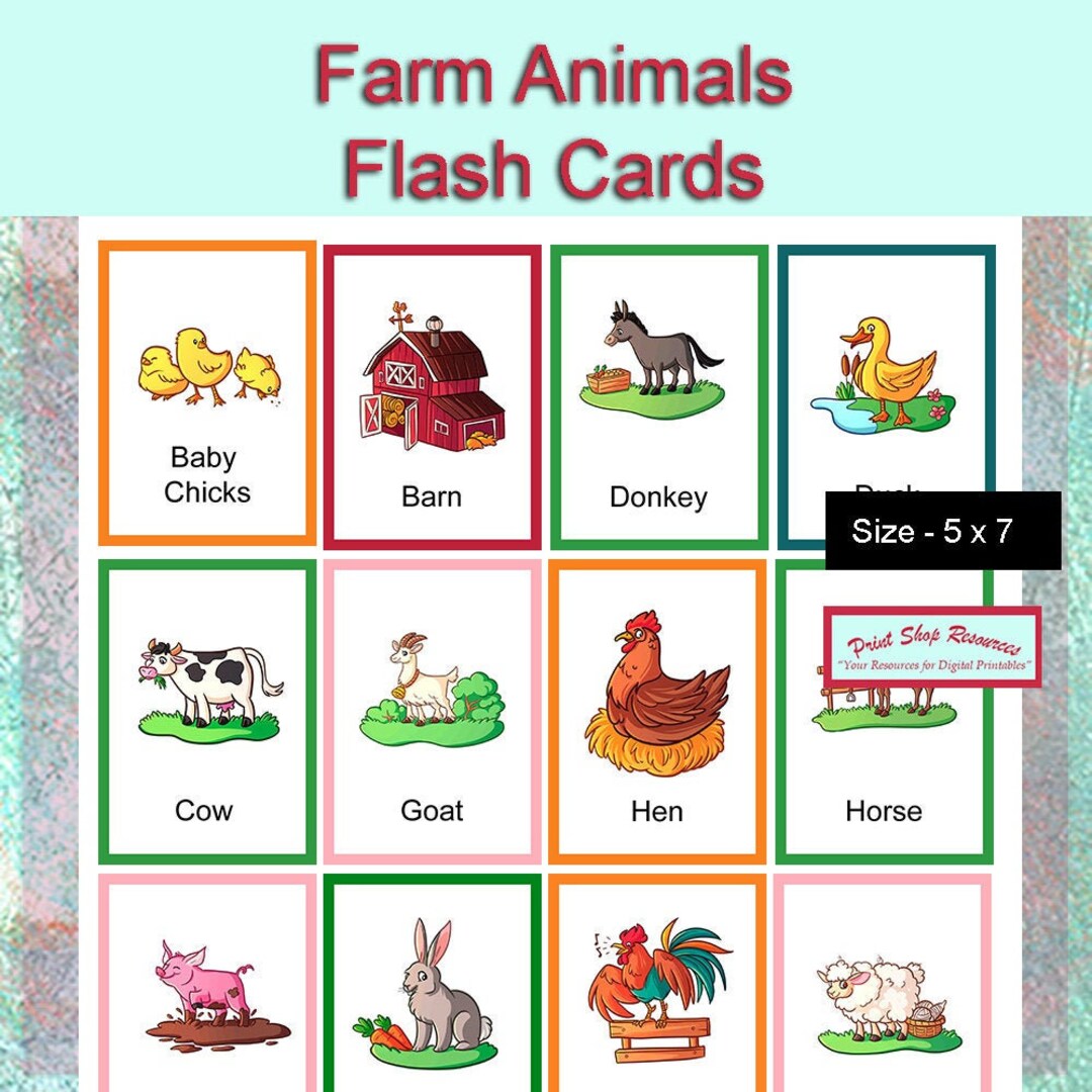 Farm Animals Flash Cards, Farm Animals, Flash Cards, Pre-k ...