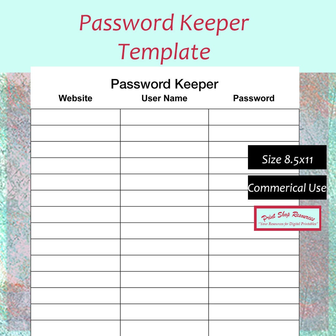Password Keeper Template - Etsy