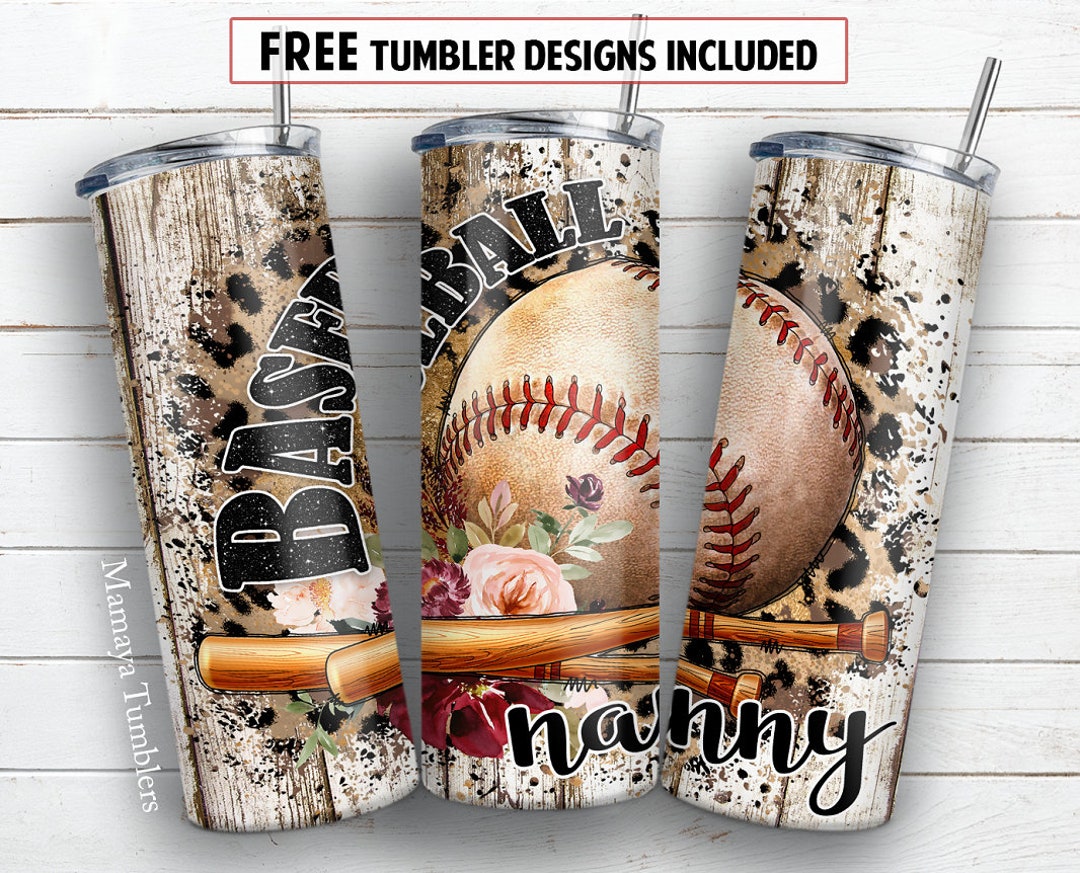 Baseball Nanny 20 Oz Skinny Tumbler Sublimation Design Wood Leopard ...
