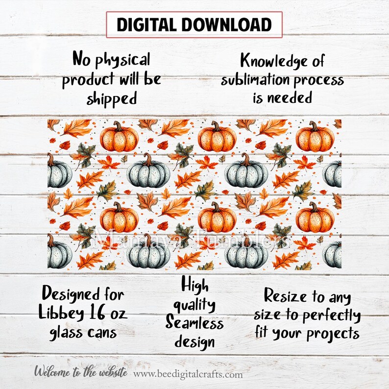 Pumpkin 16oz Glass Can Sublimation Design Fall Thanksgiving Pumpkin ...