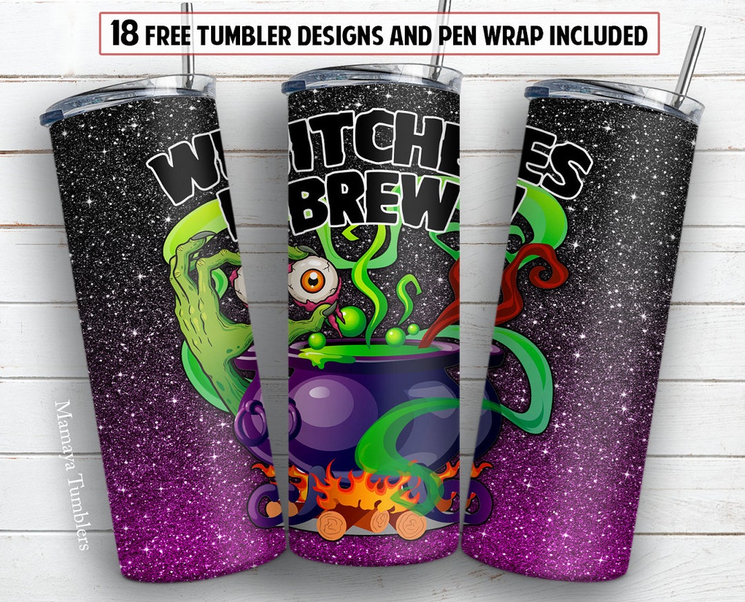 Witchy 20 Oz Skinny Tumbler Sublimation Design Witches Brew Halloween ...