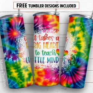 Teacher 20 Oz Skinny Tumbler Sublimation Design It Takes a Big Heart to ...