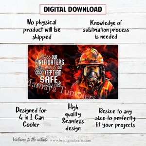 Bless Our Firefighters 4 in 1 Can Cooler Sublimation Design Keep Them ...