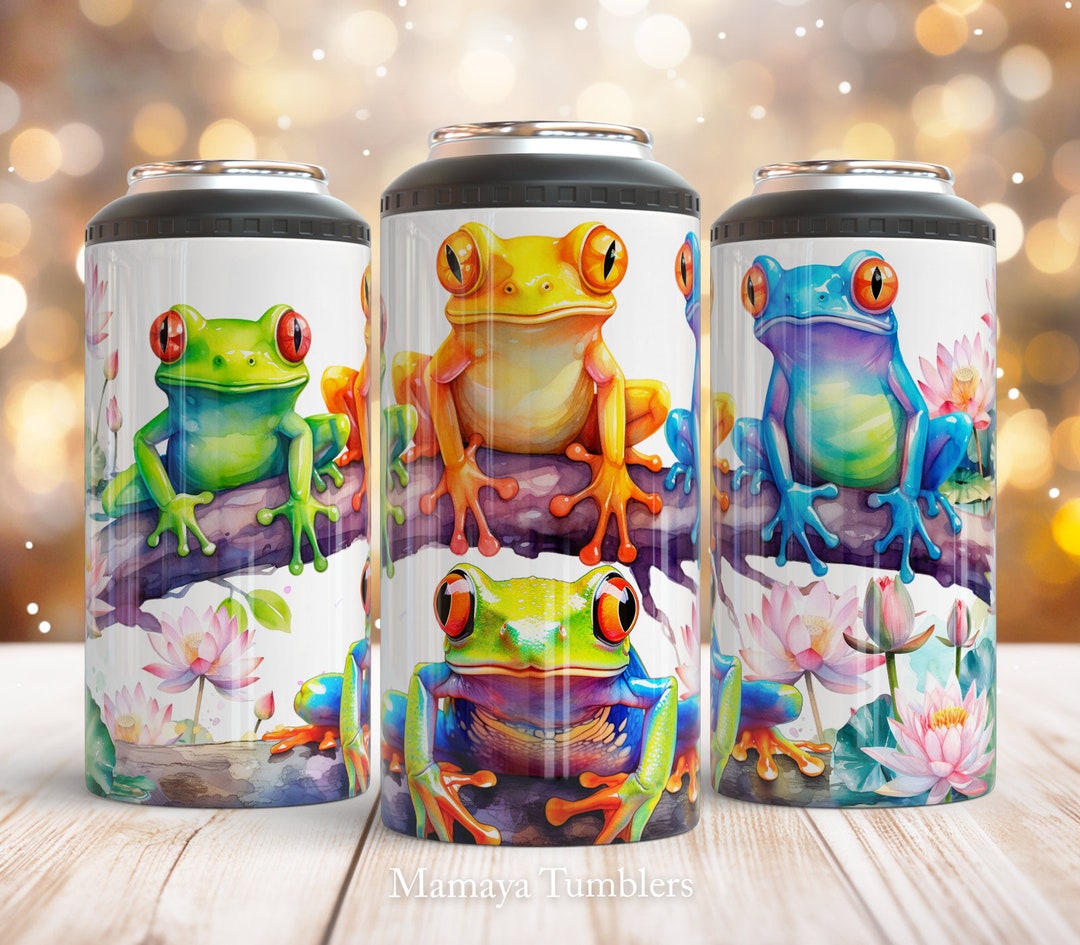 Frogs 4 in 1 Can Cooler Sublimation Design Funny Animal Can Cooler Wrap ...